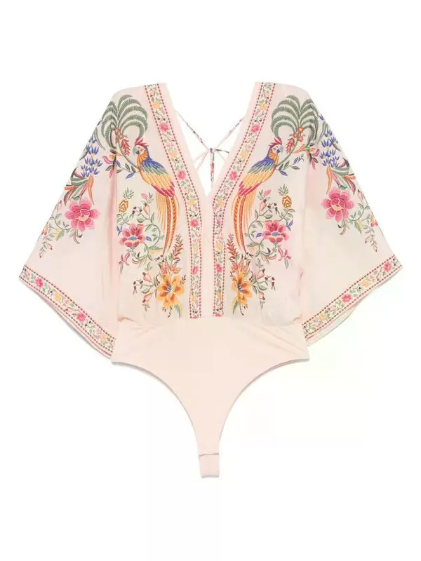 Farm Rio Embroidered Bodysuit - Pink