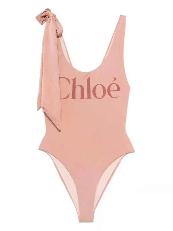 Chloé Logo-print One-piece Swimsuit - Pink