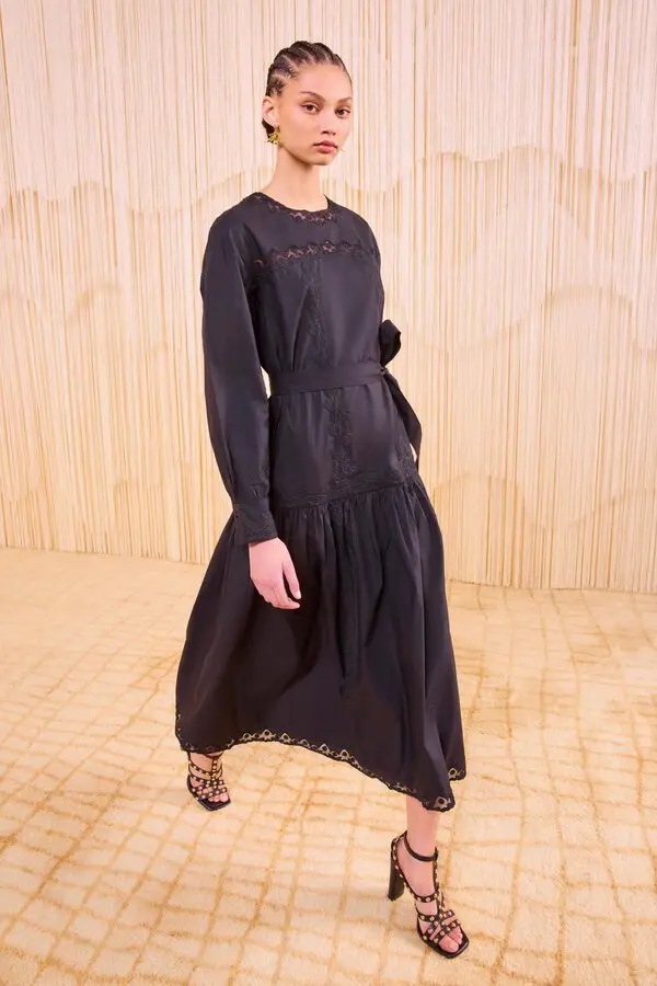 Ulla Johnson Brin Drop Waist Long Sleeve Dress