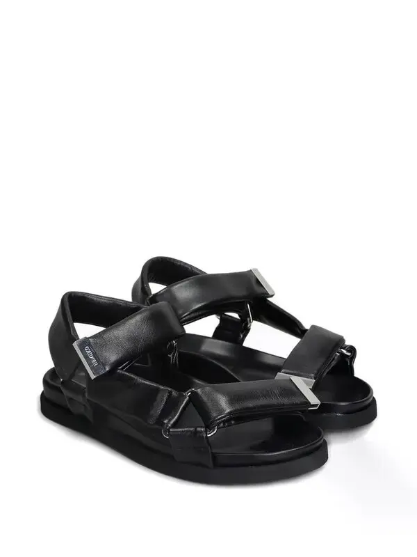 Attico Salinas Leather Flat Sandals - Black