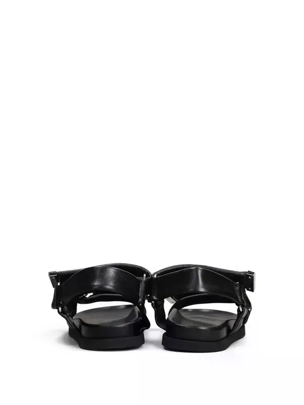 Attico Salinas Leather Flat Sandals - Black