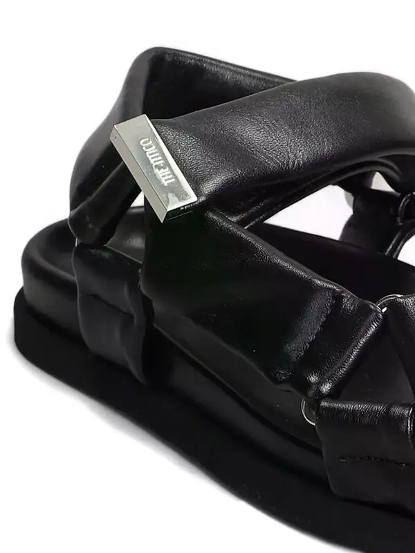 Attico Salinas Leather Flat Sandals - Black