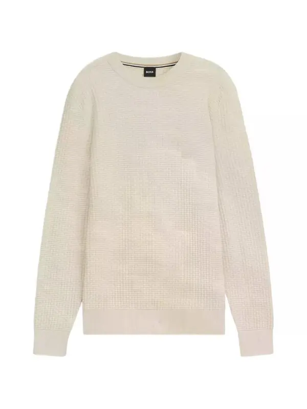 BOSS Crew Neck Cotton Sweater - Neutrals