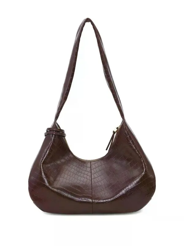GANNI Medium Croc-embossed Shoulder Bag - Brown