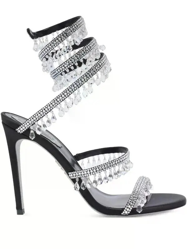 Rene Caovilla Crystal-embellished Stiletto Sandals - Black