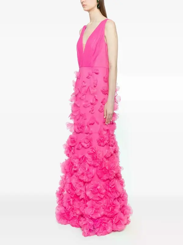 Marchesa Floral-appliqué Tulle Gown