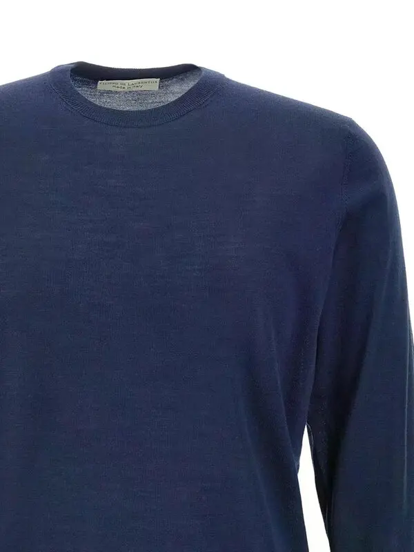FILIPPO DE LAURENTIIS Merino Wool Crew Neck Sweater - Blue
