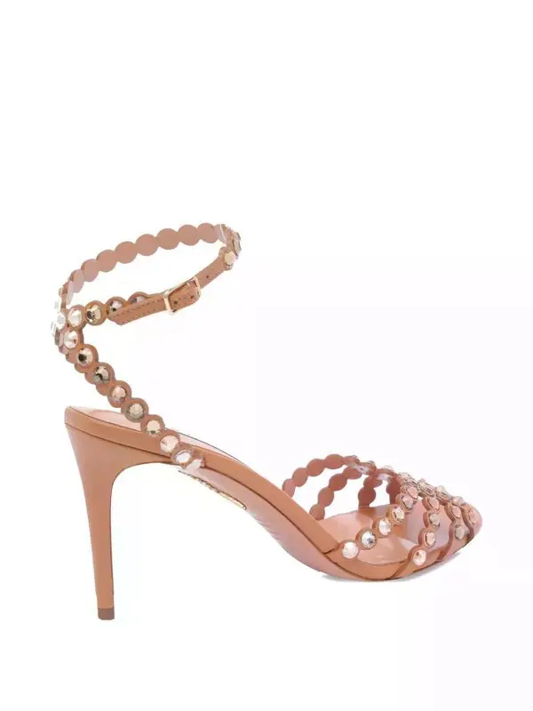 AQUAZZURA 85mm Leather Heeled Sandals - Neutrals