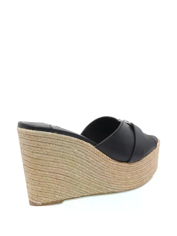 JIMMY CHOO 100mm Leather Wedge Espadrille Sandals