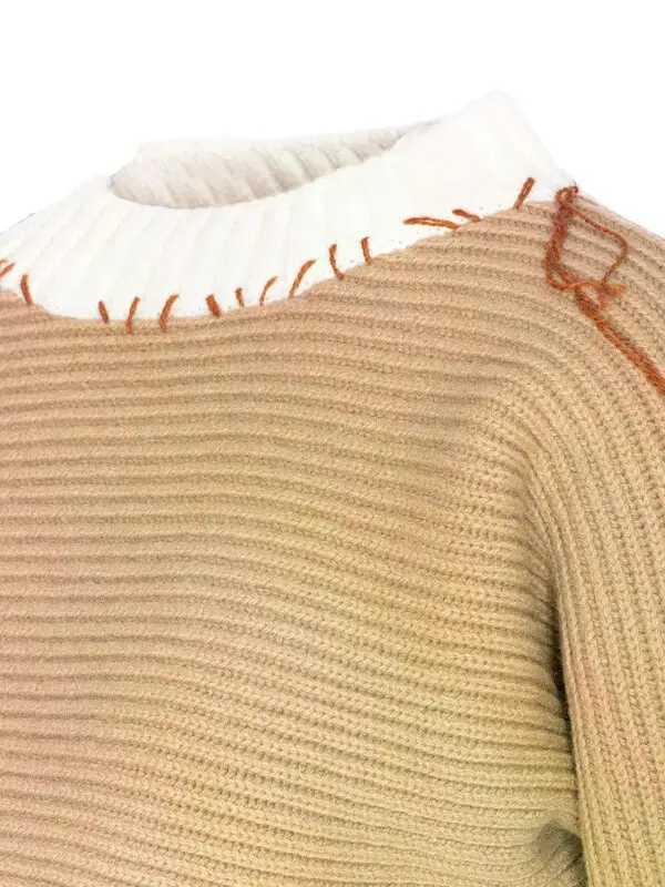 Marni Asymmetrical Knitted Crop Sweater - Neutrals
