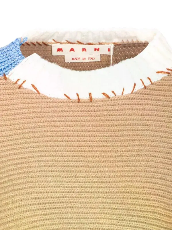 Marni Asymmetrical Knitted Crop Sweater - Neutrals