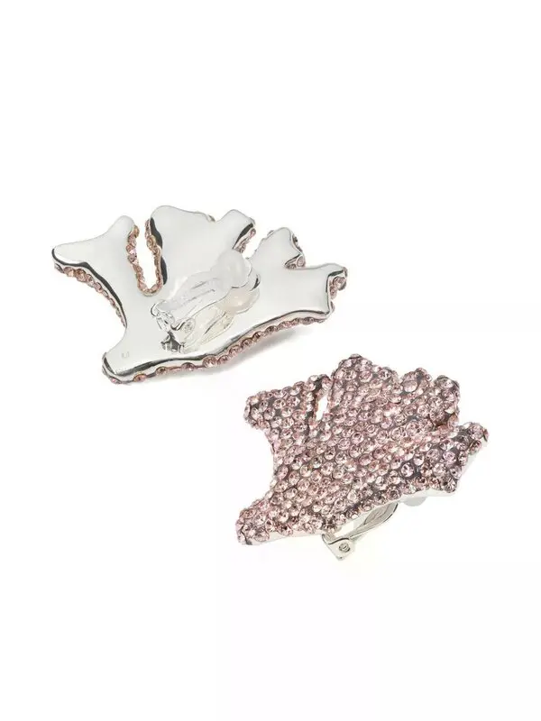 Tory Burch Coral Rhinestone Clip-on Earrings - Silver