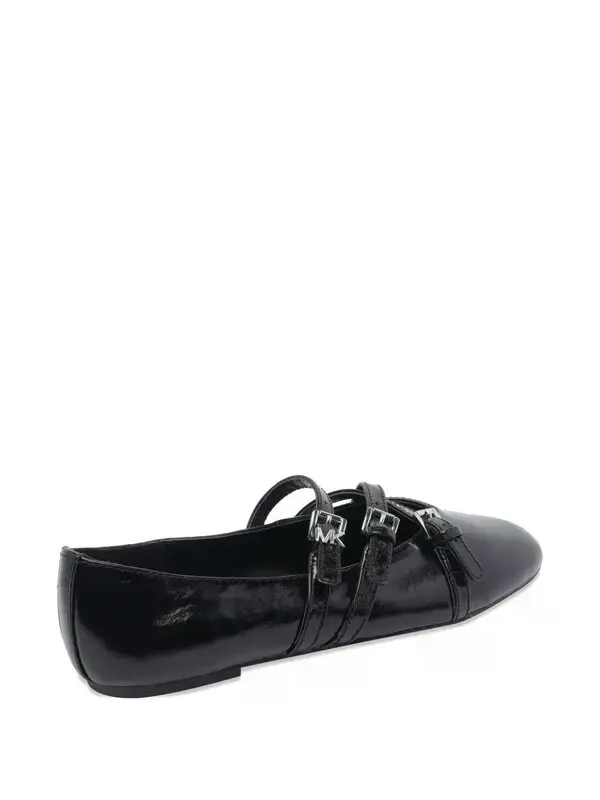 Michael Kors Leather Ballet Flats With Buckle Detailing - Black
