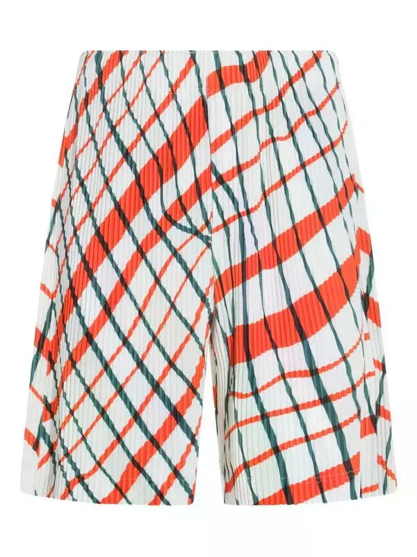Issey Miyake Plaid Pleated Shorts - White