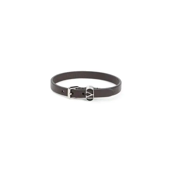 Valentino Garavani Calf Leather Ovalette Bracelet - Brown
