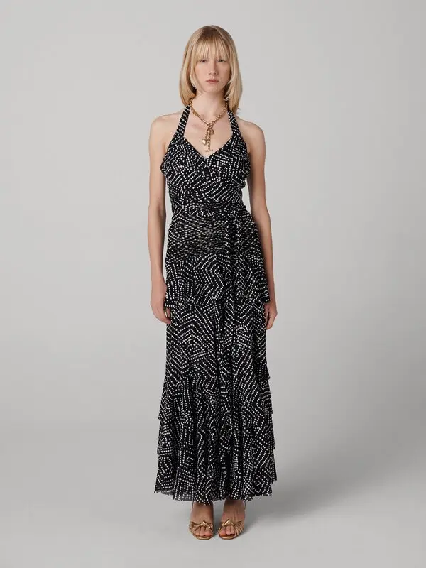 Diane Von Furstenberg Patricia Halter Mesh Dress In Giant Batik Dot Black -  60% Off | Editorialist