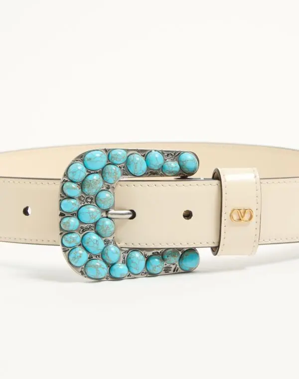 Valentino Garavani Vlogo Signature Brushed Calfskin Belt - Butter