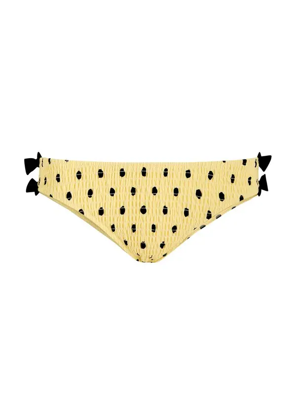 DAMSON MADDER Spot-print Shirred Bikini Briefs - Yellow