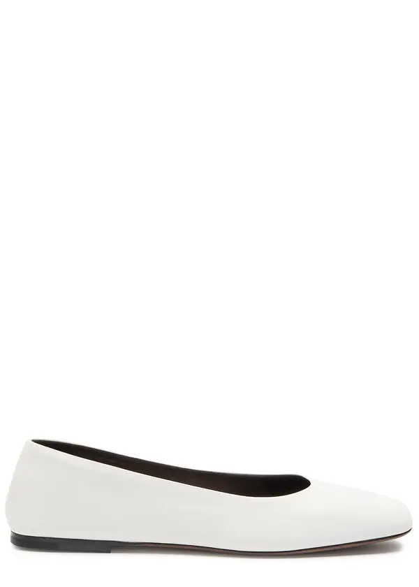THE ROW Square Grained-leather Ballet Flats
