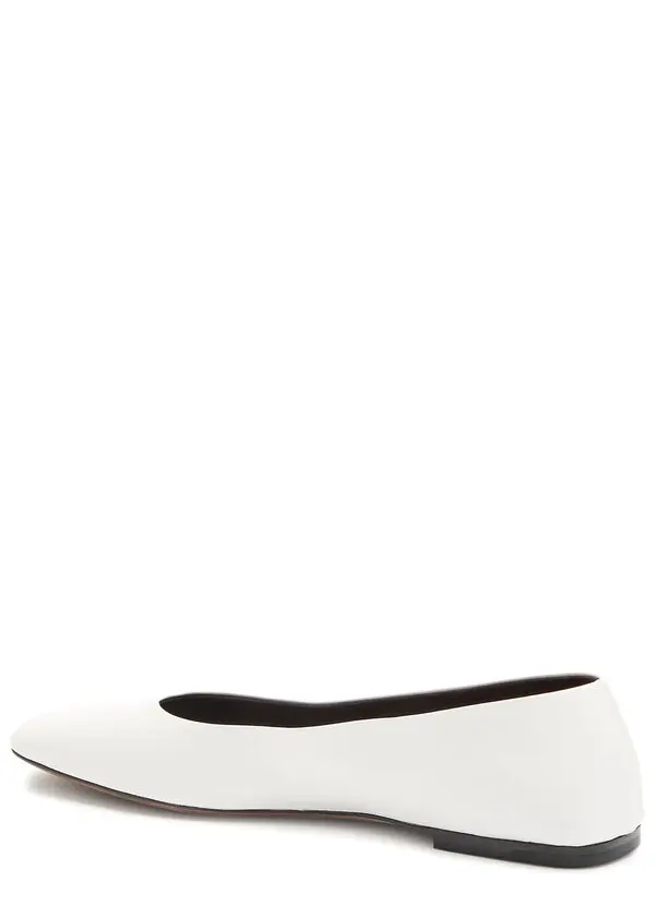 THE ROW Square Grained-leather Ballet Flats