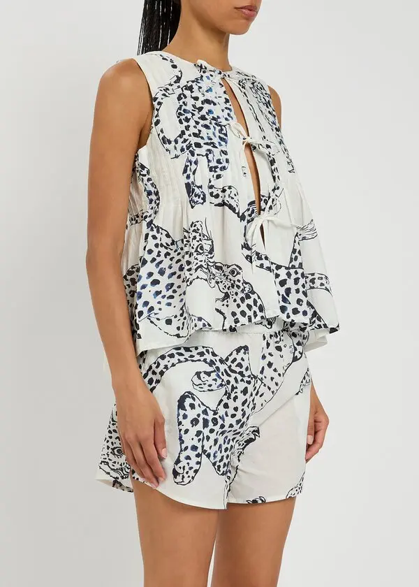 Desmond & Dempsey Jag Printed Cotton Pyjama Set