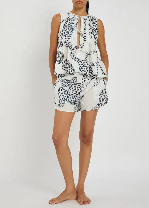 Desmond & Dempsey Jag Printed Cotton Pyjama Set