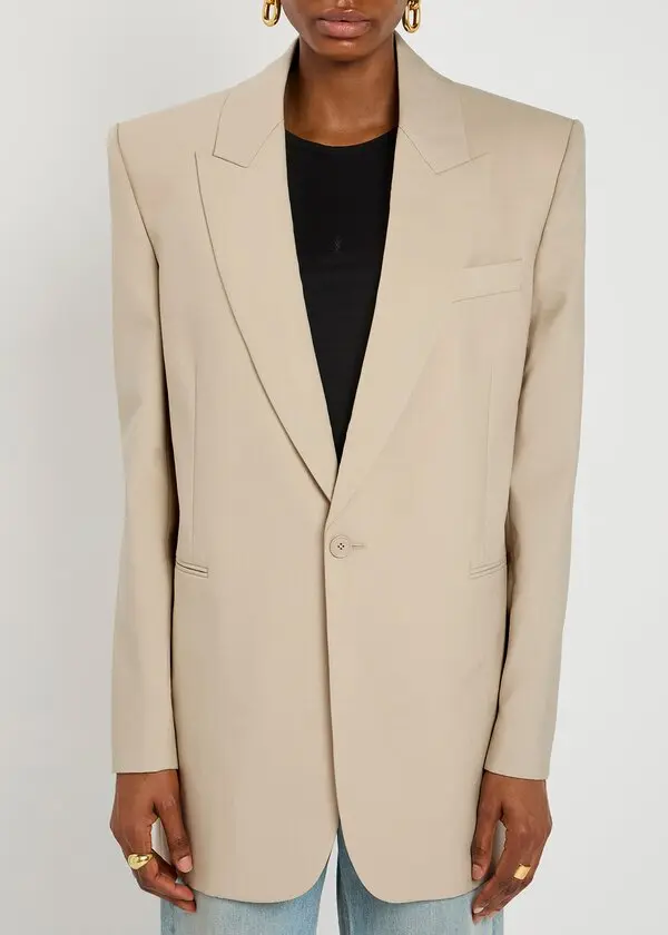 Saint Laurent Wool Blazer - Beige