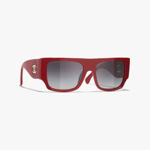 Chanel Square Sunglasses - Red