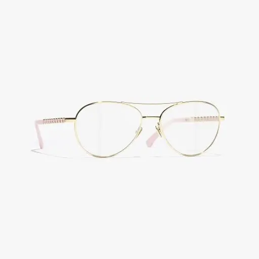 Chanel Pilot Eyeglasses - Gold & Light Pink