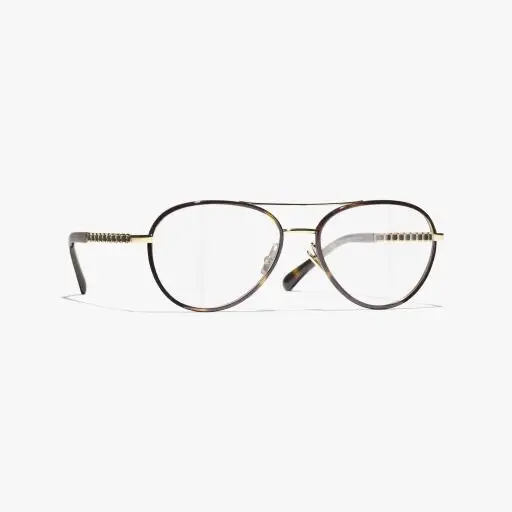 Chanel Pilot Eyeglasses - Gold & Tortoise