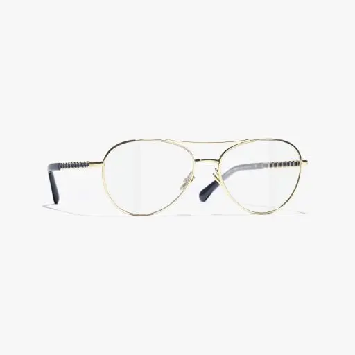 Chanel Pilot Eyeglasses - Pale Gold & Navy Blue