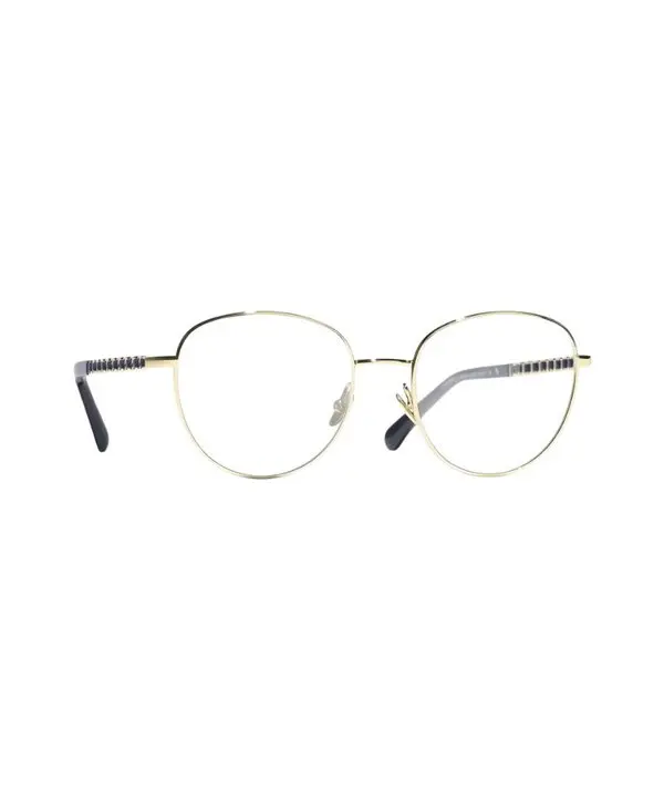 Chanel Pantos Eyeglasses - Pale Gold & Navy Blue