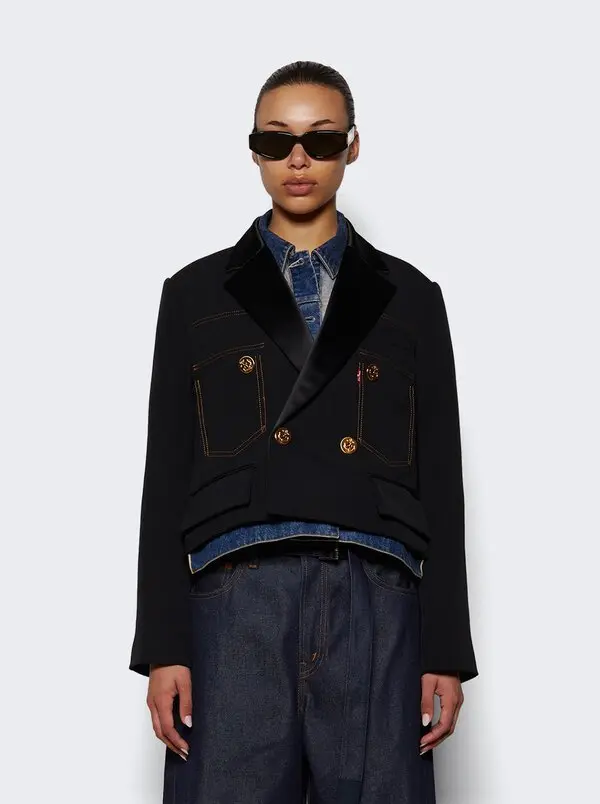 Sacai X Levi'S Denim Matelassé Twill Jacket - Black | Editorialist