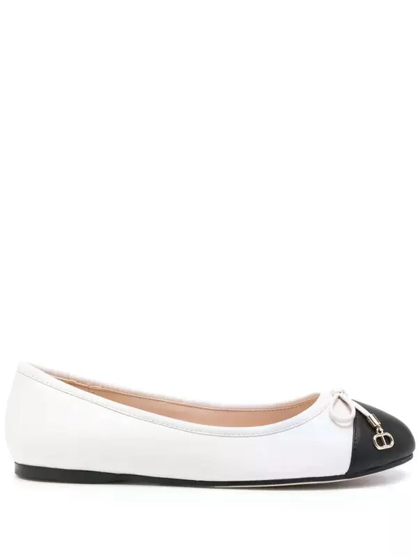 TWINSET Bow-detailed Two-tone Ballerina Shoes