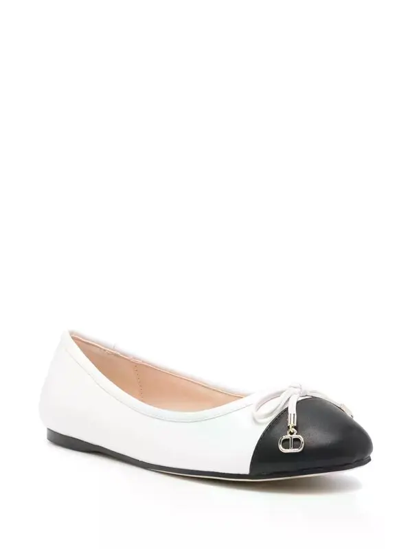 TWINSET Bow-detailed Two-tone Ballerina Shoes