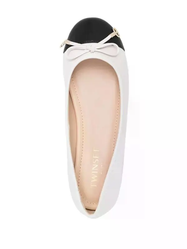 TWINSET Bow-detailed Two-tone Ballerina Shoes