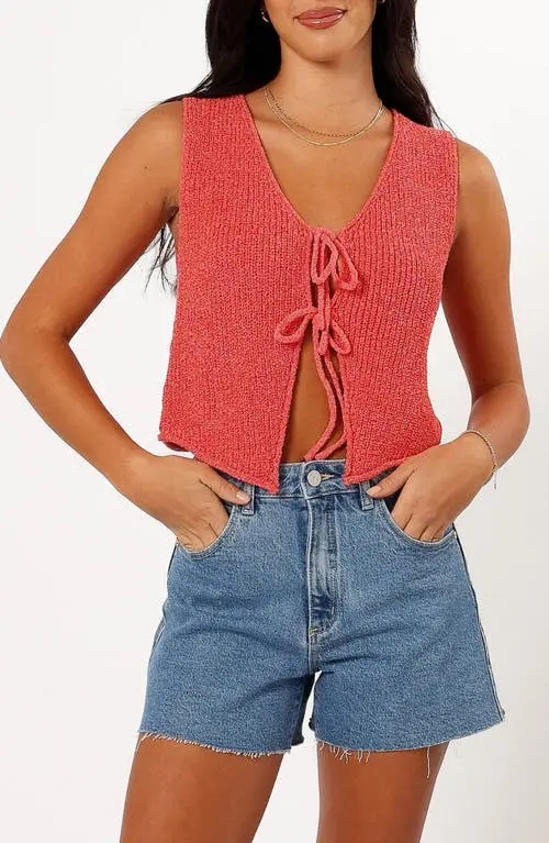 PETAL & PUP Tie Front Sleeveless Knit Top