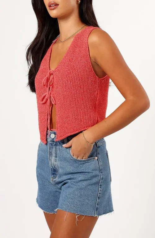 PETAL & PUP Tie Front Sleeveless Knit Top