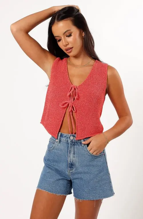 PETAL & PUP Tie Front Sleeveless Knit Top