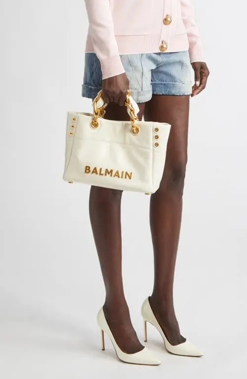 Balmain Small 1945 Soft Cabas Crinkled Leather Tote