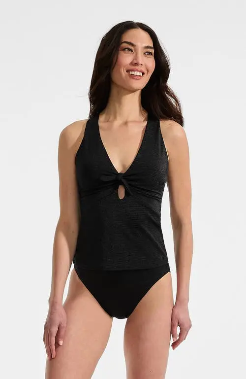LANDS' END Shine Ribbed Tankini Swimsuit Set - Black Ottoman