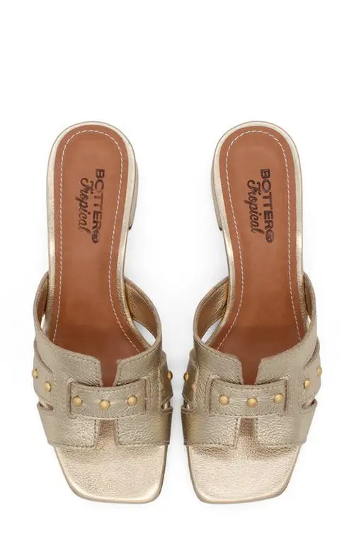 BOTTERO Studded Leather Slide Sandal - Dourado