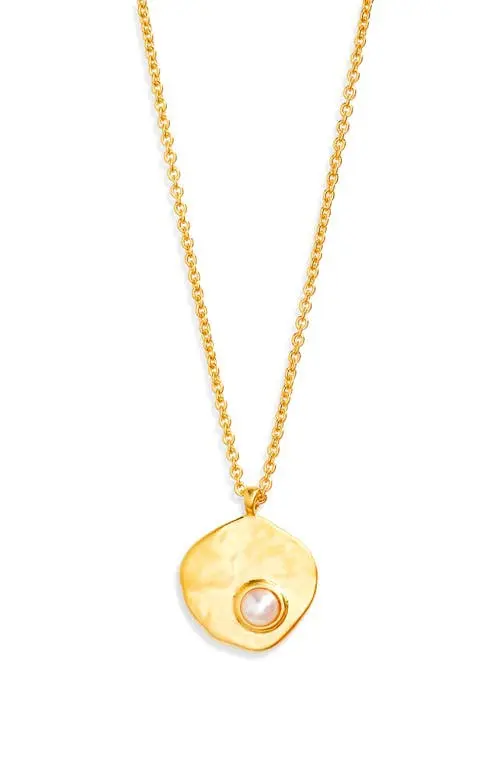 Monica Vinader Capri Freshwater Pearl Disc Pendant Necklace - 18k Gold Vermeil / Pearl