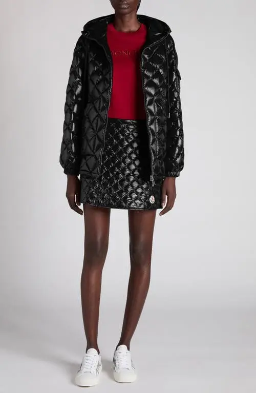 Moncler Diamond Quilted Down Hooded Jacket - Black