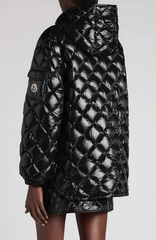 Moncler Diamond Quilted Down Hooded Jacket - Black