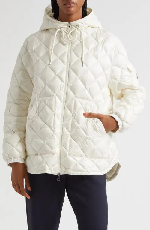 Moncler Diamond Quilted Down Hooded Jacket - Silk White
