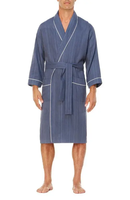 Majestic International Shawl Collar Woven Viscose & Cotton Robe - Chambray