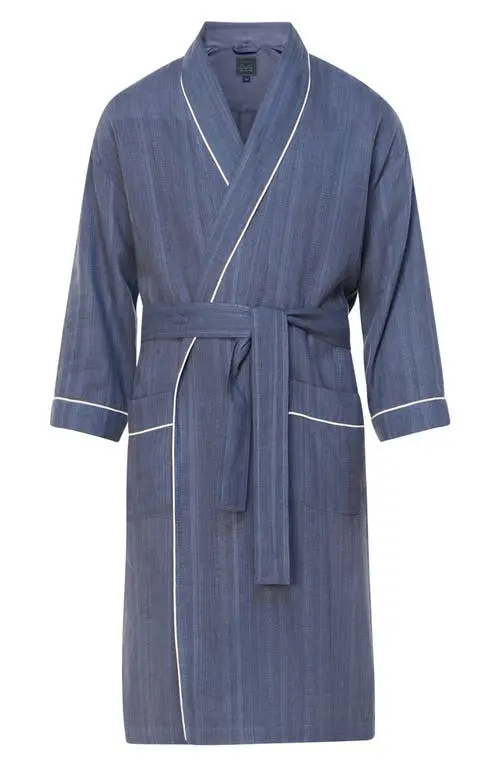 Majestic International Shawl Collar Woven Viscose & Cotton Robe - Chambray