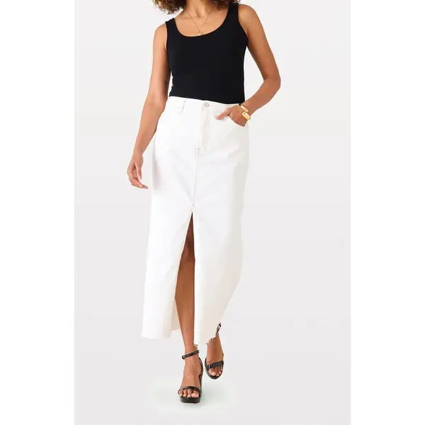 VOYAGEUR BY MERSEA Hopper Denim Maxi Skirt - White Shell