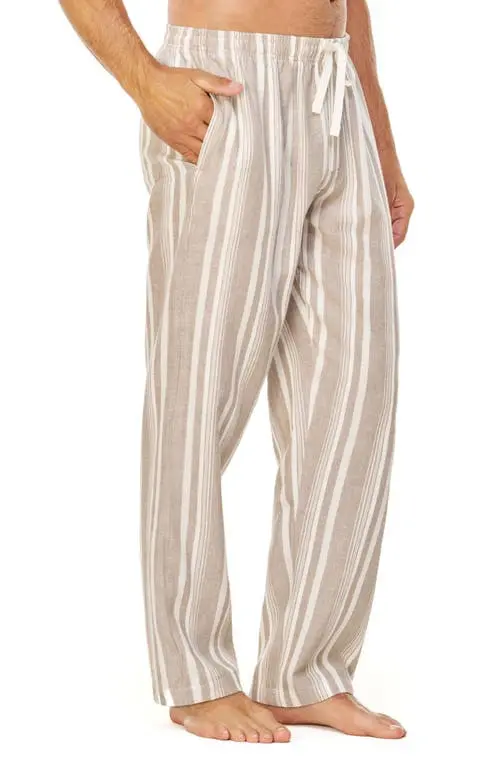 Majestic International Summer Woven Lounge Pants - Mushroom Stripe